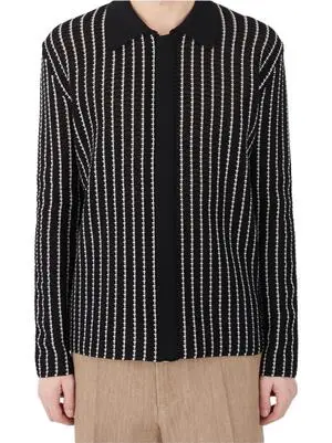 JIL SANDER Crochet Knitted Cardigan - Black