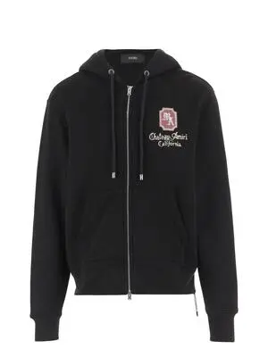 Amiri Logo-printed Full Zip Hoodie - Black