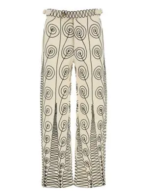BODE Spiral Pattern Embroidered Trousers - Nude