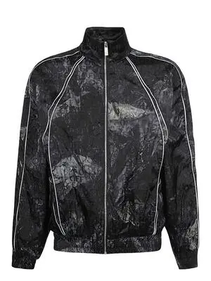 Off-White Crinkled Zip-up Windbreaker Jacket - Black