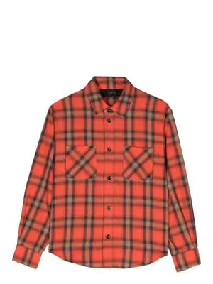 Amiri Logo-embroidered Check-pattern Shirt - Brown
