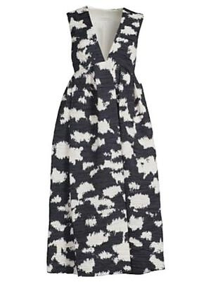 DRIES VAN NOTEN Dries Van Noten Sleeveless Deep V-Neck Pleated Dress