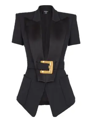 Balmain Belted V-neck Jacket - Black