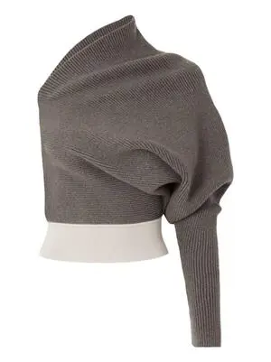 Rick Owens One-shoulder Ribbed-knit Jumper - Black