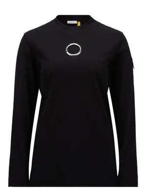 Moncler Long Sleeve Eyelet Cotton T-shirt - Black