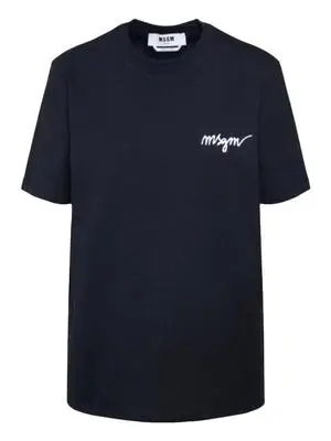 MSGM Logo Detail Crewneck T-shirt - Black