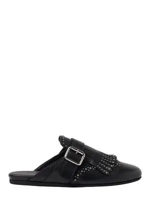SCAROSSO Gaia Studded Mule Flat - Black