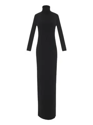 SAINT LAURENT Saint Laurent Long Ribbed Knit Turtleneck Dress With Side Slits