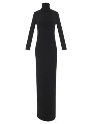 SAINT LAURENT Saint Laurent Long Ribbed Knit Turtleneck Dress With Side Slits