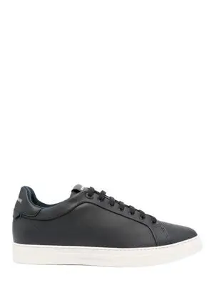 Emporio Armani Leather Lace-up Sneakers - Black