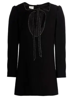 Dries Van Noten Embellished Long-sleeved Wool Dress - Black