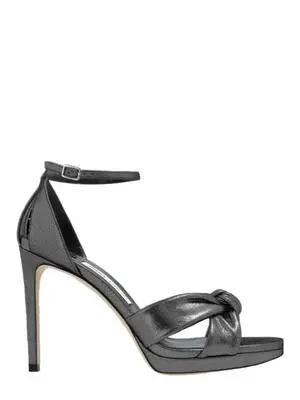 JIMMY CHOO Rosie 100 Knotted Platform Stiletto Sandals - Gray