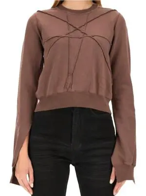 Rick Owens Organic Cotton Cropped Sweatshirt - Brown