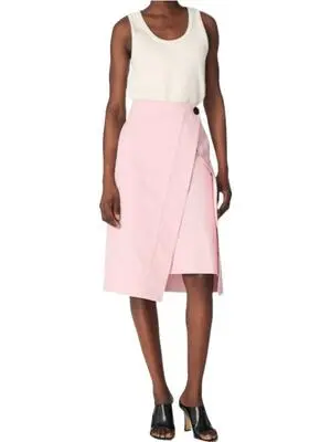 BOTTEGA VENETA Bottega Veneta Washed Cotton Twill Wrap Midi Skirt