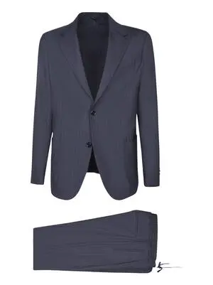 LARDINI Single Breasted Pinstriped Two-piece Suit - Blue