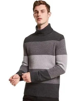 Michael Kors Striped Turtleneck Sweater - Black