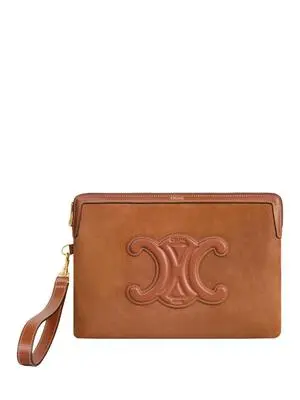 CELINE Celine Small Pouch With Strap Cuir Triomphe In Nubuck Calfskin