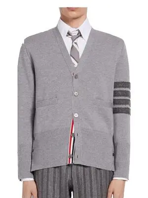 Thom Browne Thom Browne 4-Bar V-Neck Shetland Wool Cardigan Medium Gray