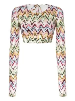 MISSONI Missoni Zig-Zag Long-Sleeve Cropped Top