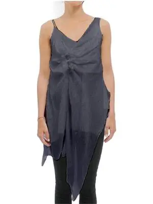 MARC LE BIHAN Asymmetrical Pleated Detail Top - Black