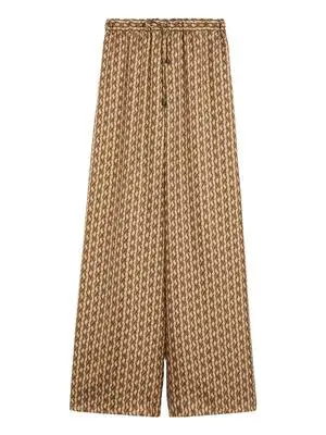 Max Mara Printed Wide-leg Trousers - Hazelnut Brown