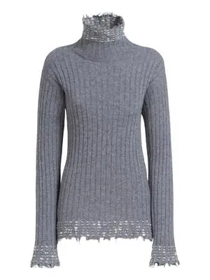 Marni Raw-cut Edge High Neck Long Sleeved Sweater - Gray