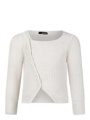 Jacquemus Long-sleeved Cardigan With Asymmetrical Buttons - White