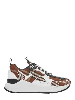 Burberry Check Pattern Lace-up Sneakers - White