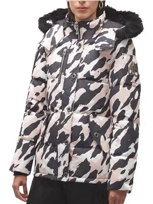 MOOSE KNUCKLES Moose Knuckles Camouflage Printed Down Jacket With Fur Trimmed Hood