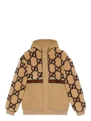 Gucci Gg Jacquard Long-sleeved Jacket - Brown