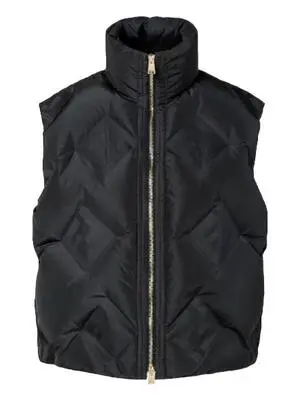 Fendi Quilted Sleeveless High Neck Jacket - Black