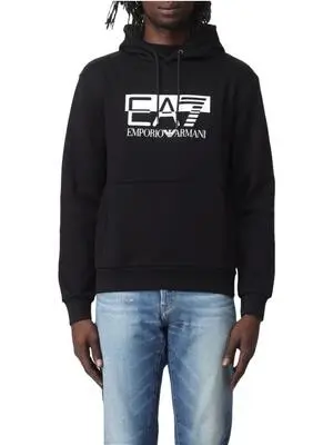 EA7 Logo Hooded Sweater - Black
