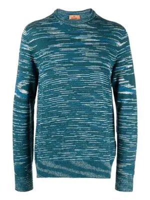 Missoni Intarsia-knit Striped Crewneck Jumper - Blue