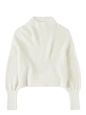 Closed Drop Shoulder Ribbed Knitwear - Ivory
