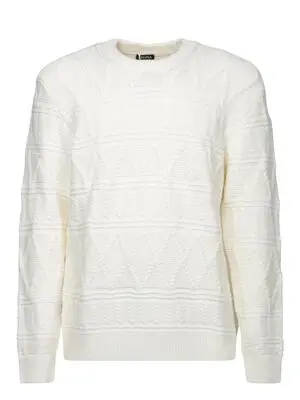 Zegna Crewneck Cable-knit Jumper - White