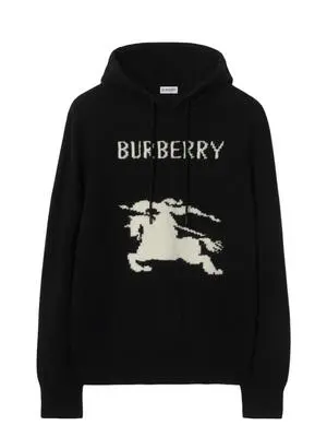 Burberry Ekd Intarsia-knit Hooded Jumper - Black