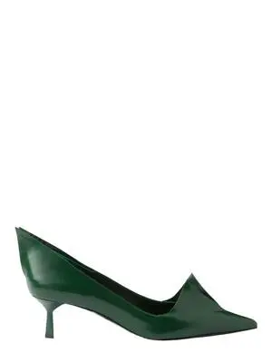 Prada Pointed-toe Slip-on Pumps With Patent Heel - Fir Green