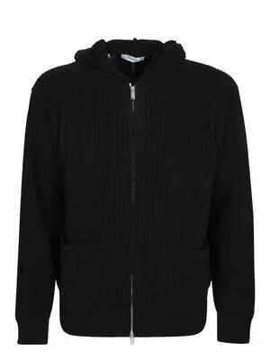 LARDINI Lardini Long Sleeve Zip-Up Hoodie With Ribbed Knit