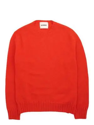 JIL SANDER Round Neck Sweater With Side Slits - Red