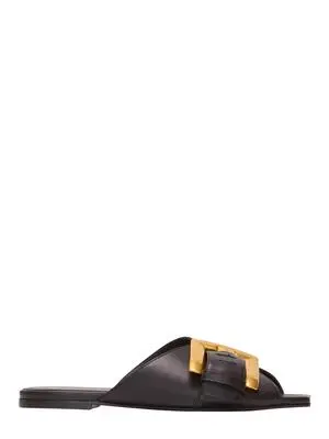 Balmain Anthem Sandals With Gold-plated Buckle - Black