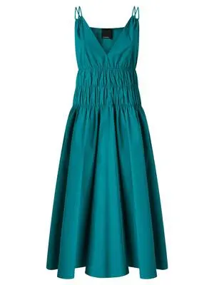 Pinko Shirred V-neck Dress - Green