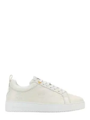 Mcm Logo Embossed Lace-up Sneakers - White