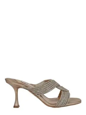AQUAZZURA Gatsby Embellished Open-toe Mules - Light Copper