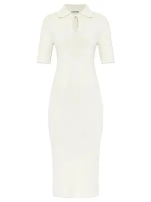 JIL SANDER Jil Sander Ribbed Knit Polo Dress With Cut-Out Detail
