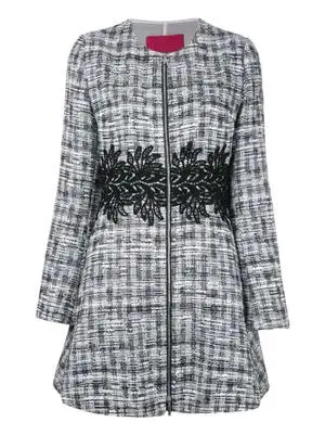 Moncler Tweed Casual Jacket With Embroidered Waist - Black