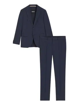 Hugo Boss Micro-patterned Regular Fit Suit - Dark Blue