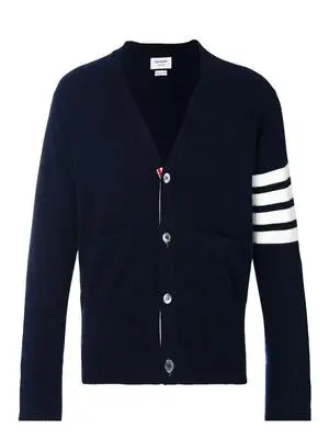 Thom Browne 4-bar Stripe V-neck Cardigan - Navy Blue
