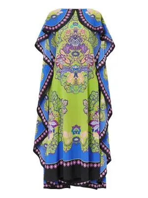 La DoubleJ Cape Effect Floral Print Maxi Dress - Green