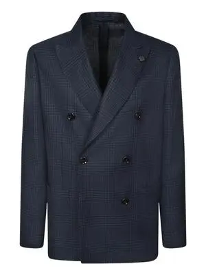LARDINI Double Breasted Tailored Blazer - Black