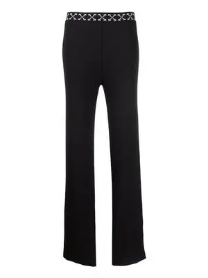 Off-White Logo Waistband Straight Leg Pants - Black